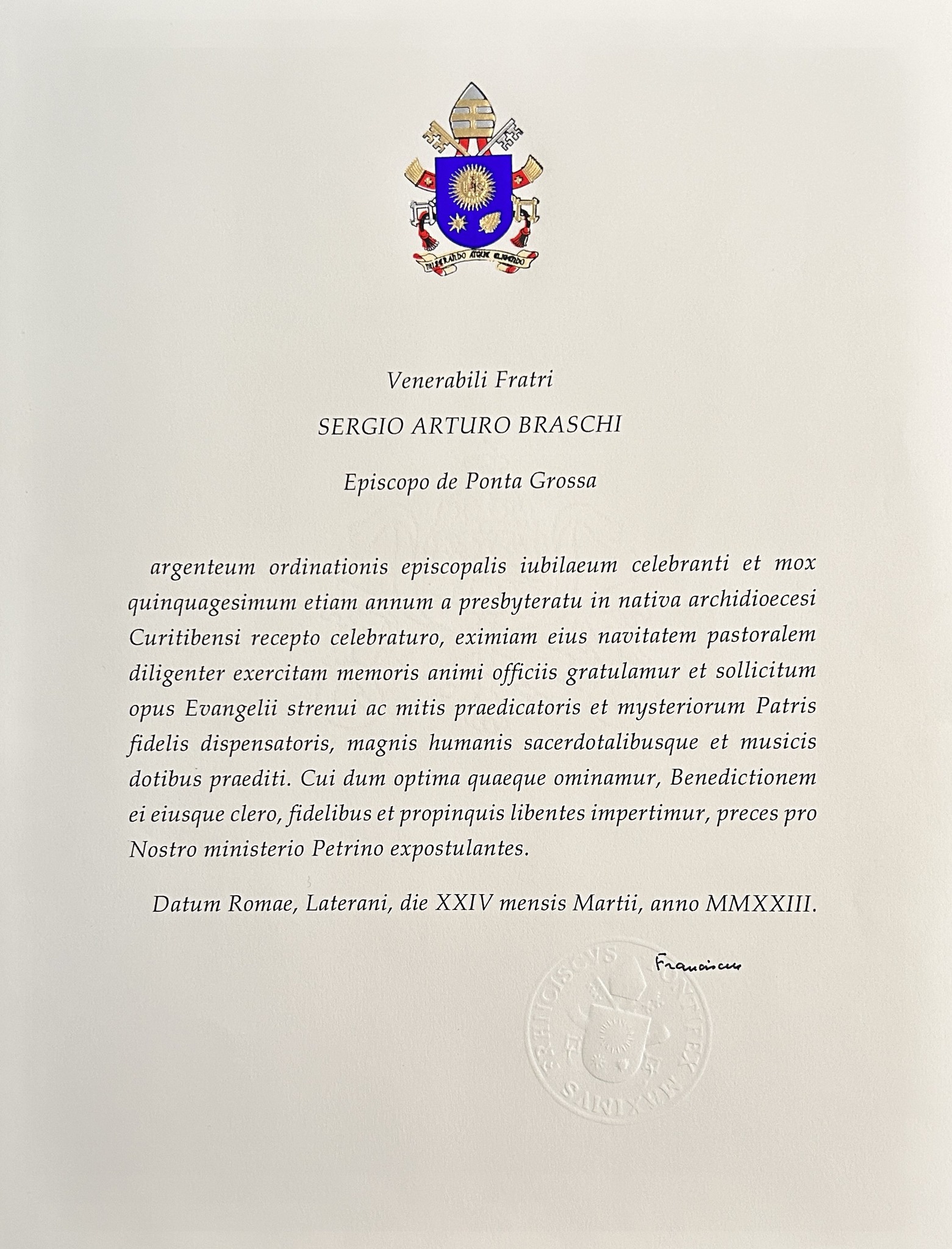 Dom Sergio Arthur Braschi completa 25 anos de ordenação episcopal ...